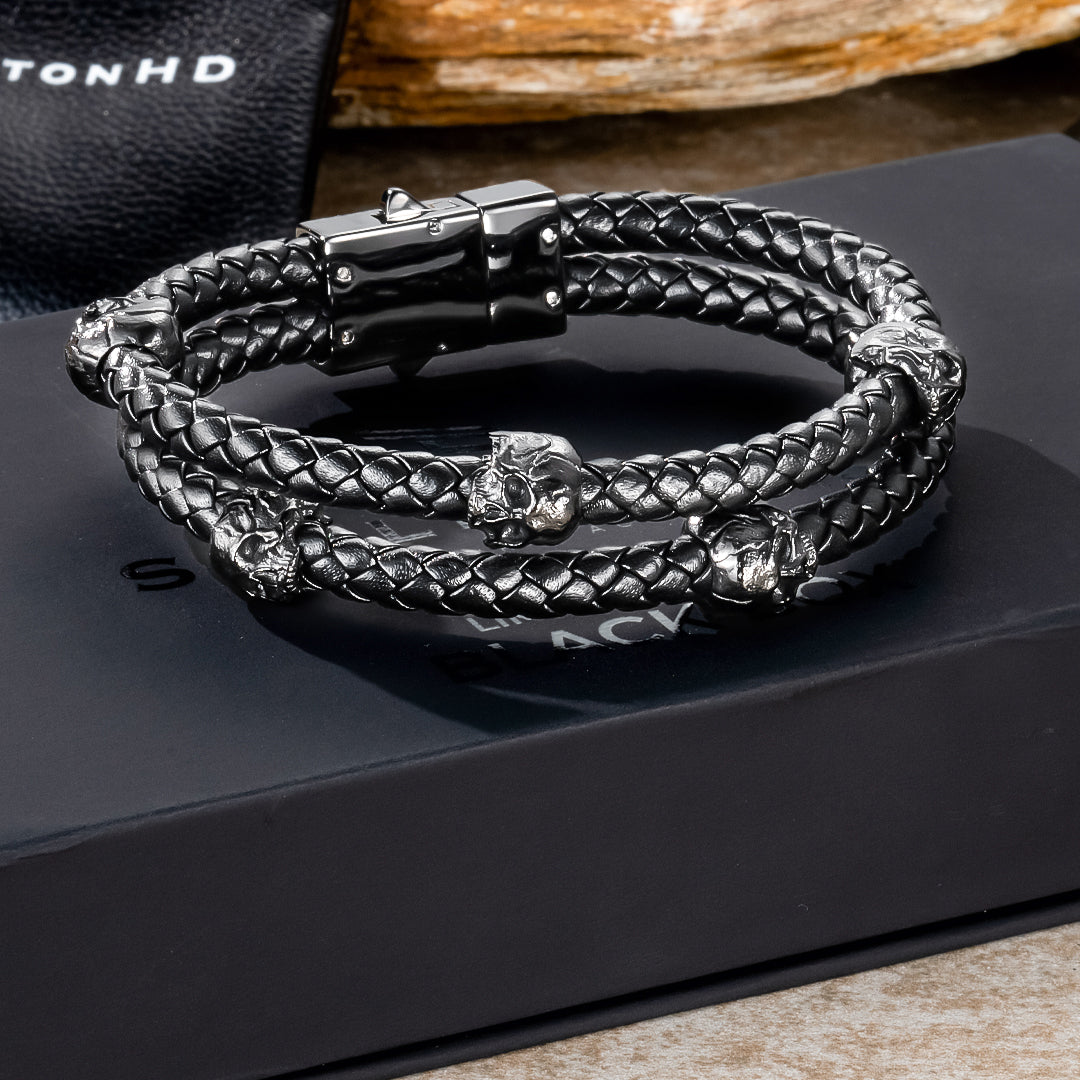 Python Black - Double Leather Skulls – SkeletonHD